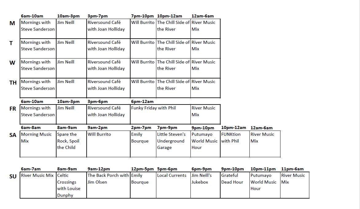 Schedule | 93.9 & 101.5 The River